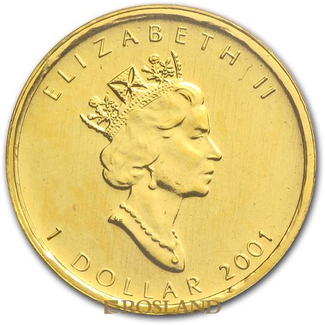 1 20 Unze Goldmünze Kanada Maple Leaf 2001