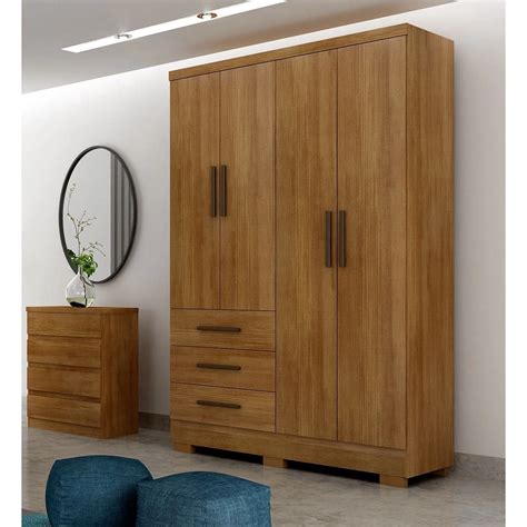 Guarda Roupa Solteiro Pés 4 Portas 3 Gavetas Encant Novo