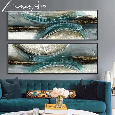 Pintura abstracta moderna rectángulo horizontal carteles largos e