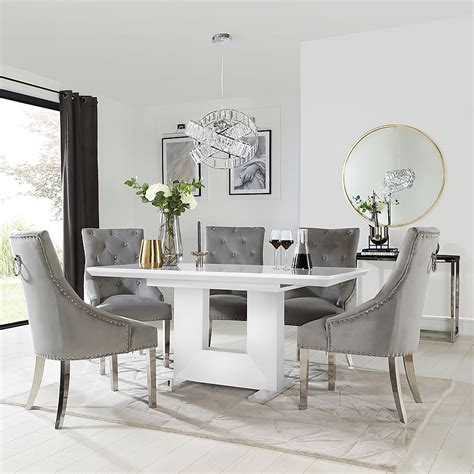 Florence Extending Dining Table 4 Imperial Chairs White High Gloss