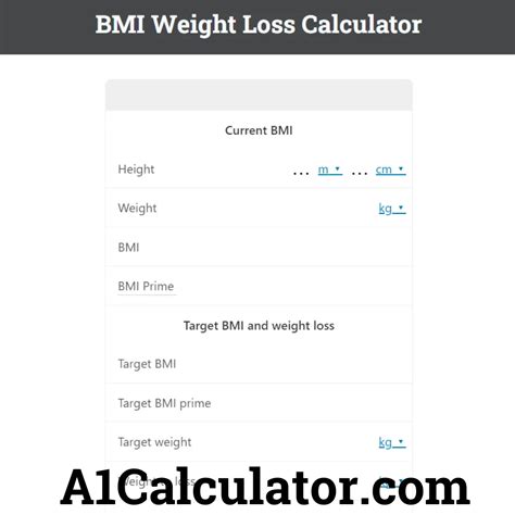 Bmi Weight Loss Calculator Free Online A Calculator