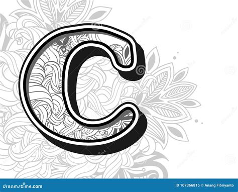 Zentangle Stylized Alphabet Letter C Hand Drawn Alphabetical Doodles
