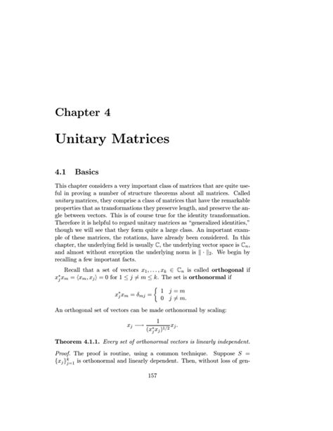 unitary matrices chapter 4 4 1 basics