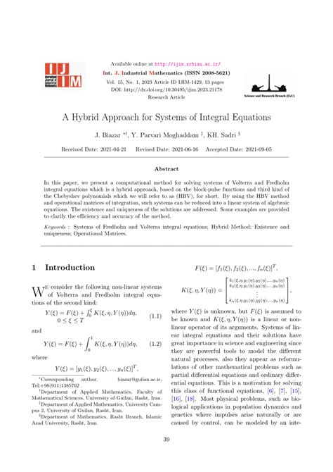 pdf a hybrid approach for systems of integral equations