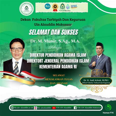 Selamat Sukses Atas Pelantikan Direktur Pendidikan Agama Islam