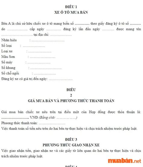 Mẫu hợp đồng mua bán xe ô tô cập nhật mới nhất 2022