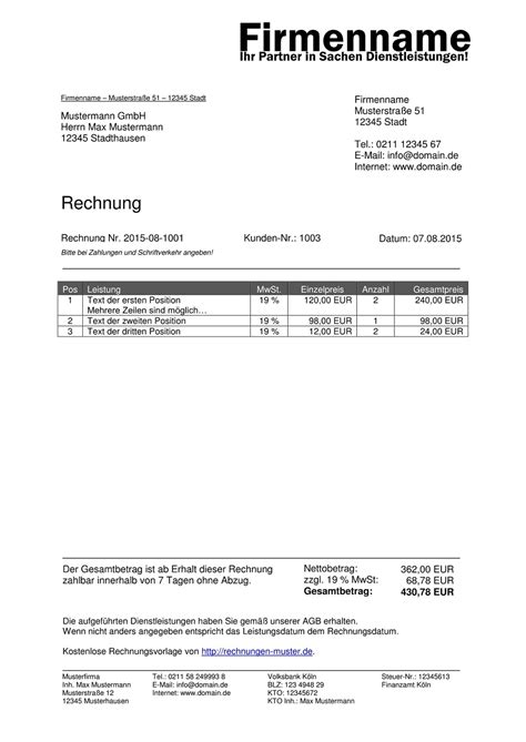 Rechnungsvorlagen kostenlos Rechnungsvorlage für jeden Zweck