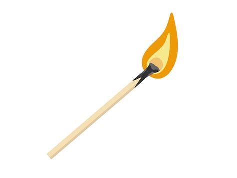 Premium Vector Lit Match Stick Burning With Fire Flame Isolated On