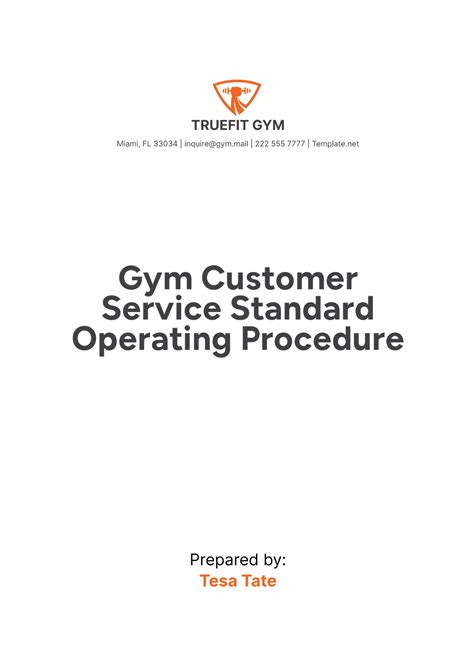 Free Gym Customer Service Standard Operating Procedure Template Edit