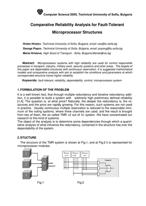pdf comparative reliability analysis for fault tolerant microprocessor structures