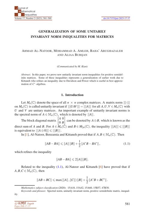 pdf generalization of some unitarily invariant norm inequalities for matrices