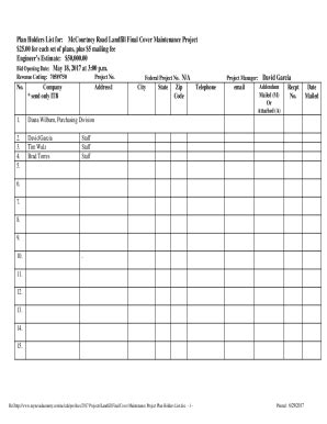 Fillable Online Landfill Final Cover Maintenance Project Plan Holders