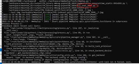 mmseg model in docker `mmdeploy apis pytorch2onnx torch2onnx` with call id 0 failed exitt