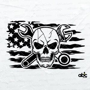 US Skull Mechanic Svg File Wrenches Svg Mechanic Skull Mechanic Svg
