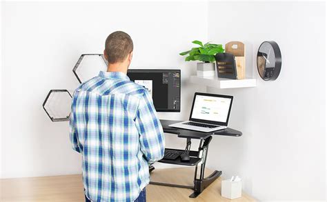 Amazon VIVO 43 Inch Corner Height Adjustable Cubicle Stand Up Desk