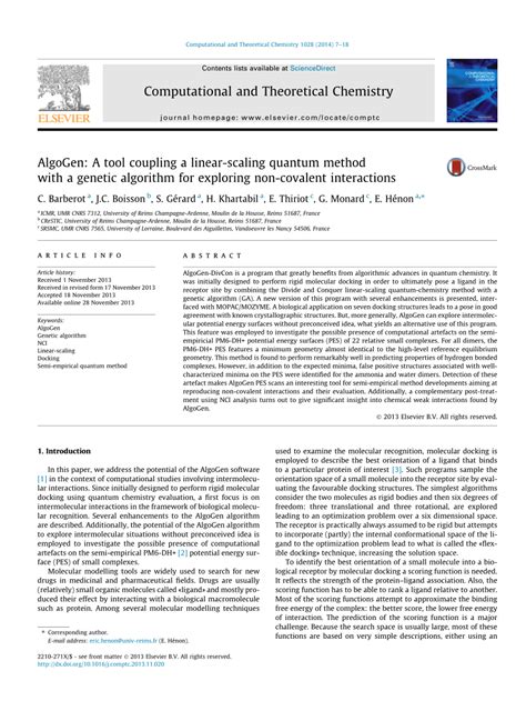 pdf algogen a tool coupling a linear scaling quantum method with a genetic algorithm for