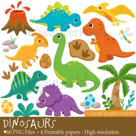 Dinosaur Clipart Set Cute Dinosaurs Clipart Bundle For Etsy Australia