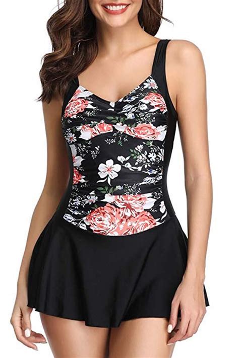 Ruched Tummy Control Skirted Swimdress Beachsissi Swim Dress Tummy Control Ruching