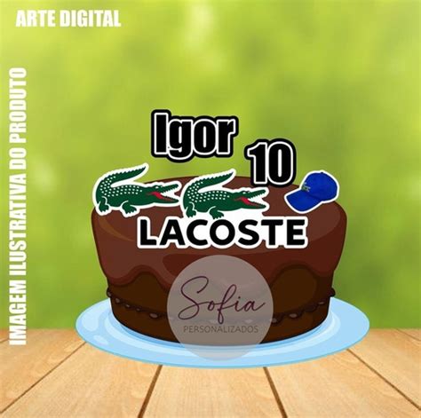 Topo Topper De Bolo Personalizado Aniversario Mesver Lacoste