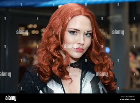 New York N Y USA 9th Oct 2021 A Cosplayer Dressed As Black Widow