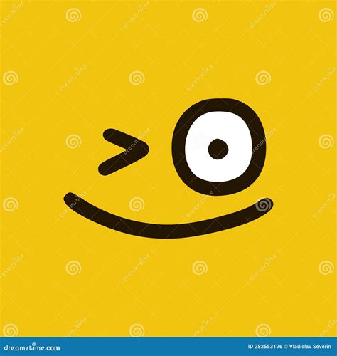 Winking Emoticon In Doodle Style Cartoon Face Expressions Stock