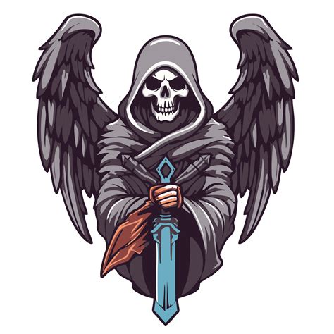 Grim Reaper With A Sword In His Hands On Transparent Background For