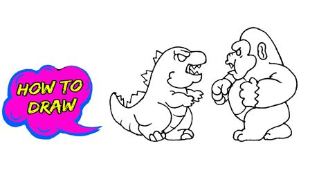 How To Draw King Kong Vs Godzilla Easy