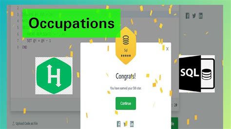 Hackerrank Practice Sql Occupations Sql Gold Badge L Sql Youtube