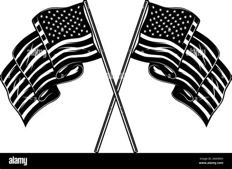 Waving American Flag Clipart Black And White