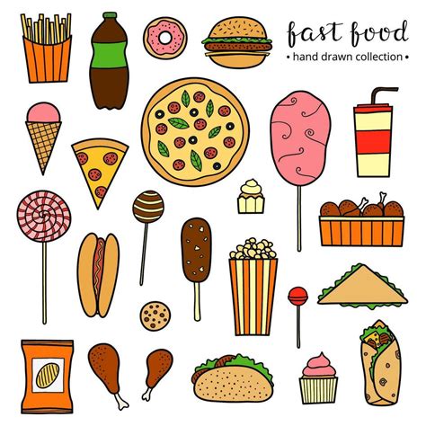 Hand Drawn Fast Food Set 35485436 Vector Art At Vecteezy