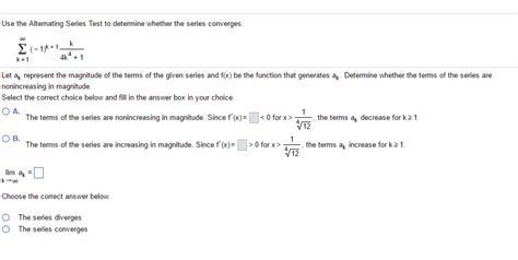 solved use the alternating series test to determine whether
