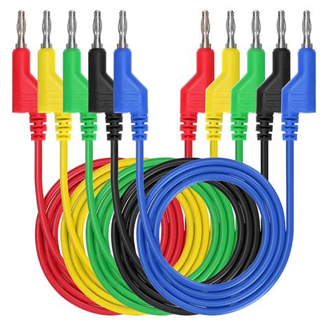 Sumnacon 5pcs Banana To Banana Plug Test Lead Set 4mm Stackable Banana