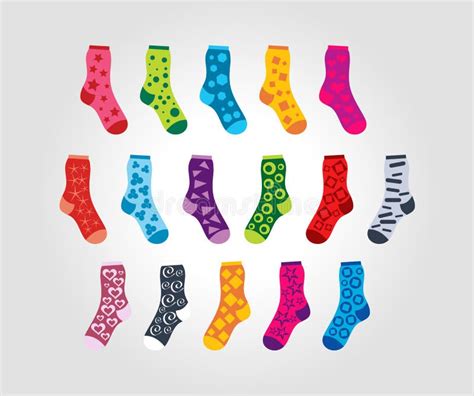 Insieme Dei Calzini Con Differenti Motivi Dei Modelli Illustrazione