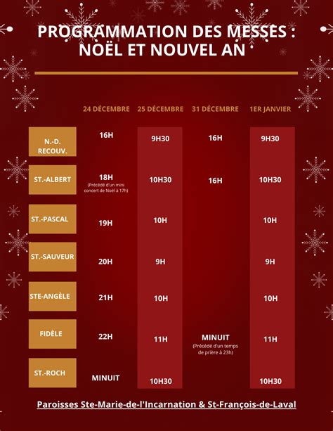 Horaire Des Messes De Noel Nouvel An 2022 2023 Paroisse De Limoilou