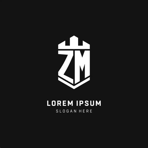 ZM Monogram Logo Initial With Crown And Shield Guard Shape Style