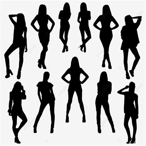 Silhouette Of Female Model With Pose Vector Silhouette Models Girls
