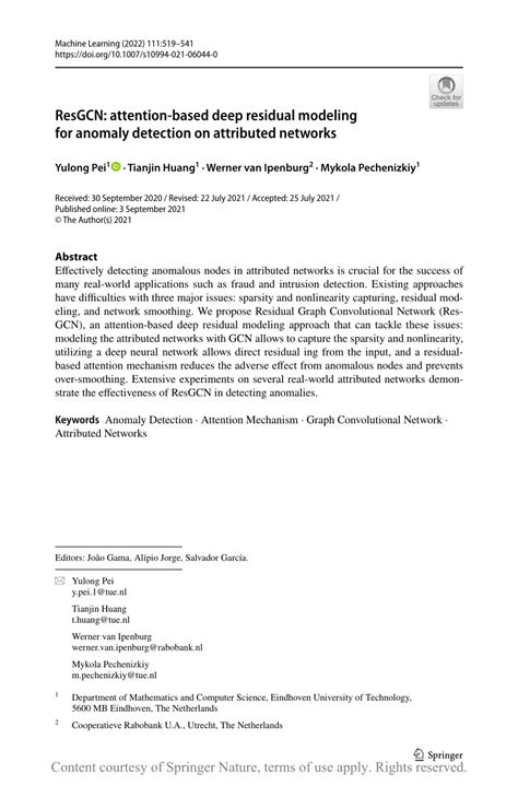 pdf resgcn attention based deep residual modeling for anomaly detection on attributed networks