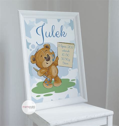 Metryczka Plakat dla dziecka plakat prezent na Ścianę grafika