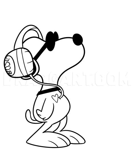 Draw Snoopy Wearing Headphones Step By Step Drawing Guide By Dawn