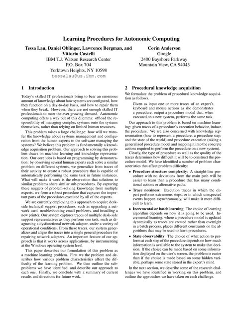 pdf learning procedures for autonomic computing