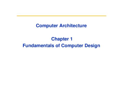pdf computer architecture chapter 1 fundamentals of computer design zac cohan