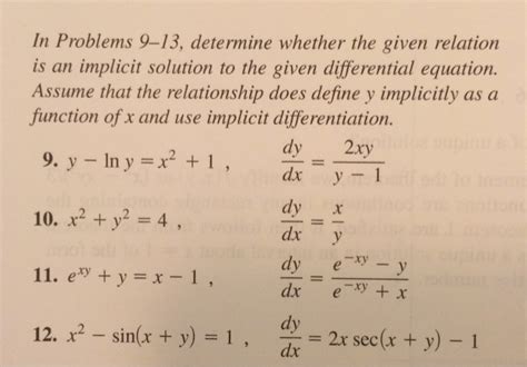 solved determine whether the given relation is an implicit
