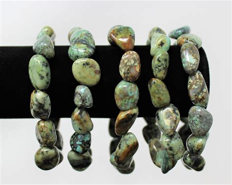 African Turquoise Tumbled Gemstone Bracelet 6 8 Mm Stones Premium