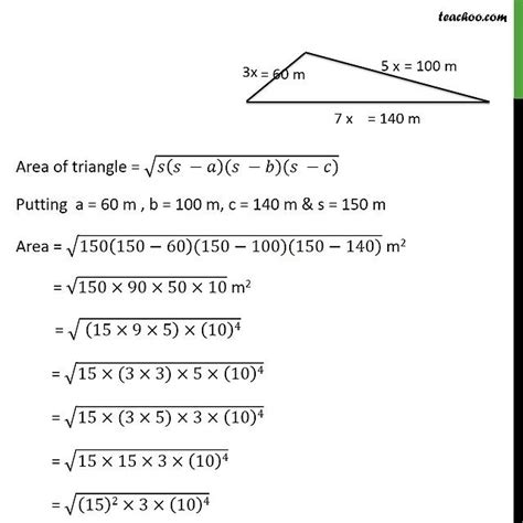 example 3 the sides of a triangular plot are in ratio finding area