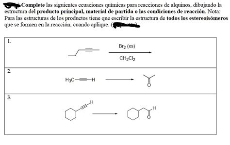 SOLVED Complete las siguientes ecuaciones quÃmicas para reacciones de