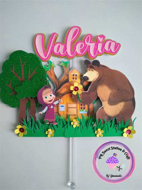 Masha Y El Topper Del Pastel De Oso Etsy