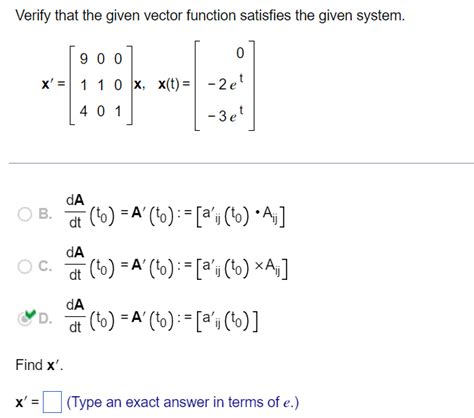 solved verify that the given vector function satisfies the