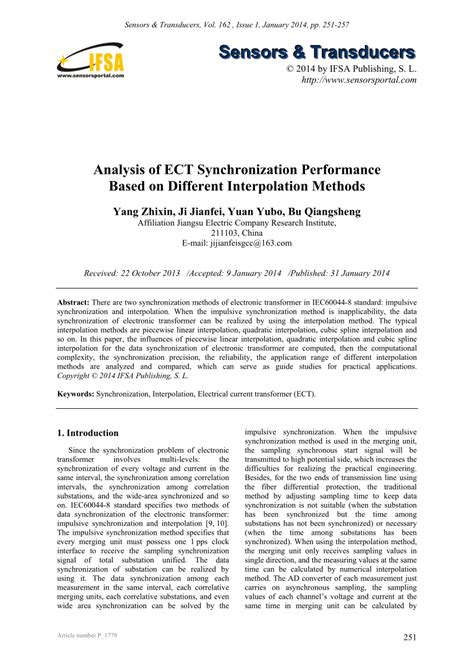 pdf analysis of ect synchronization performance based on different interpolation methods