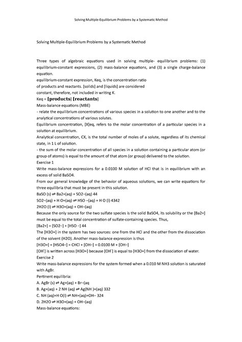 solving multiple equilibrium problems by a systematic method reviewer solving multiple