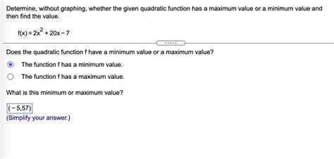 solved determine without graphing whether the given
